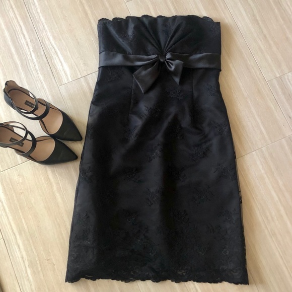 White House Black Market | Dresses | Whbm Lace Overlay Strapless Formal Black Dress | Poshmark